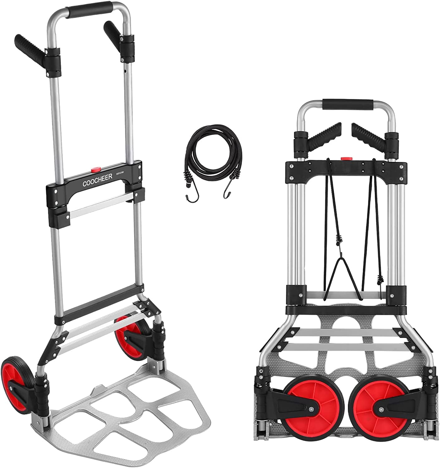 380LB Capacity Folding Hand Truck Dolly - 2 Wheel Foldable Dolly Cart ...