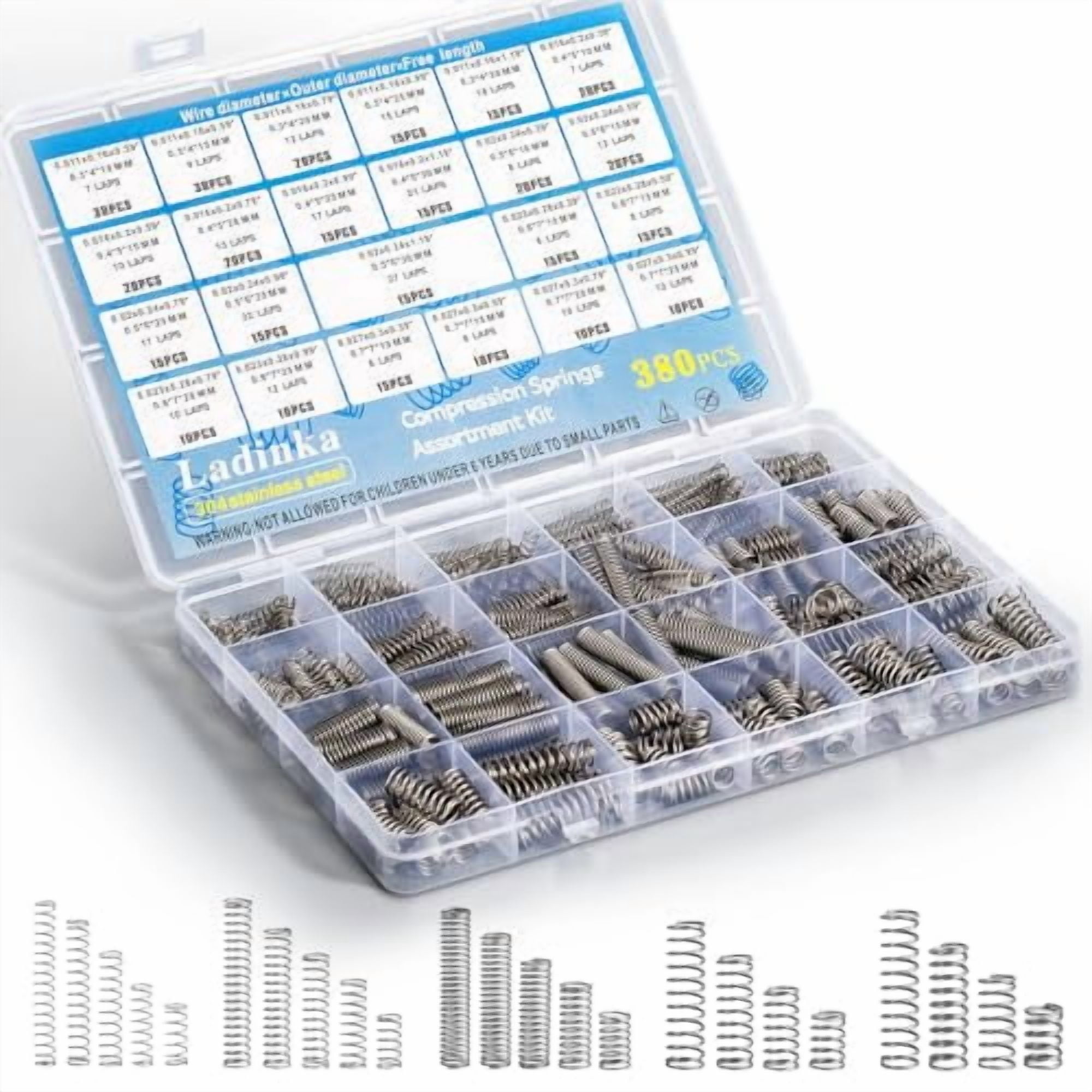 380PCS Stainless Steel Compression Springs Assortment Kit - Small ...