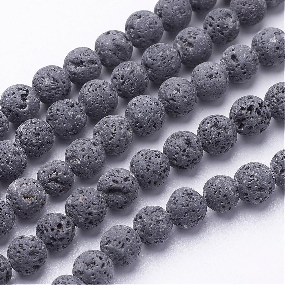 380Pcs 10mm Natural Gray Lava Beads Undyed Bead Oil Diffuser Bead Round ...