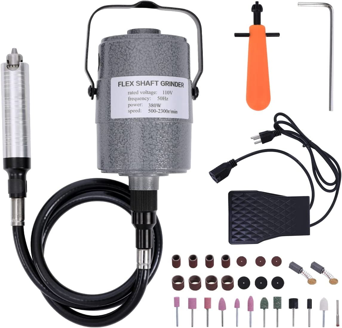 380W Flex Shaft Rotary Tool with Stepless Speed Foot Pedal, Multi ...
