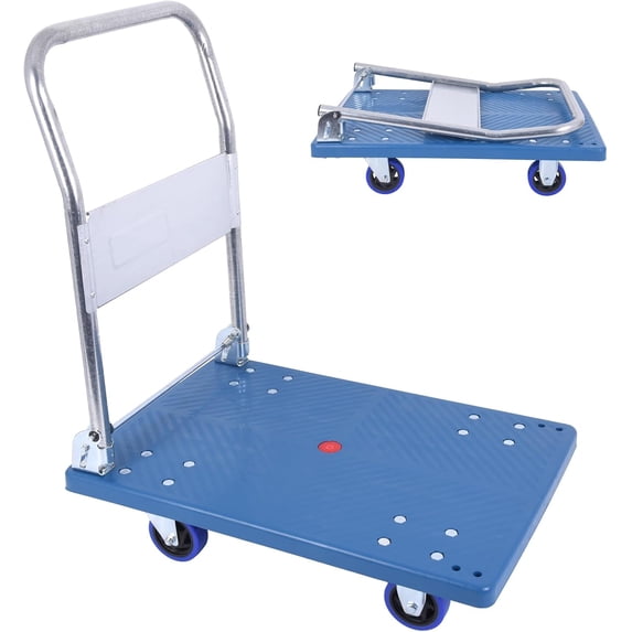 380lbs Small Flatbed Cart, Foldable Platform Truck Dolly with Swivel ...
