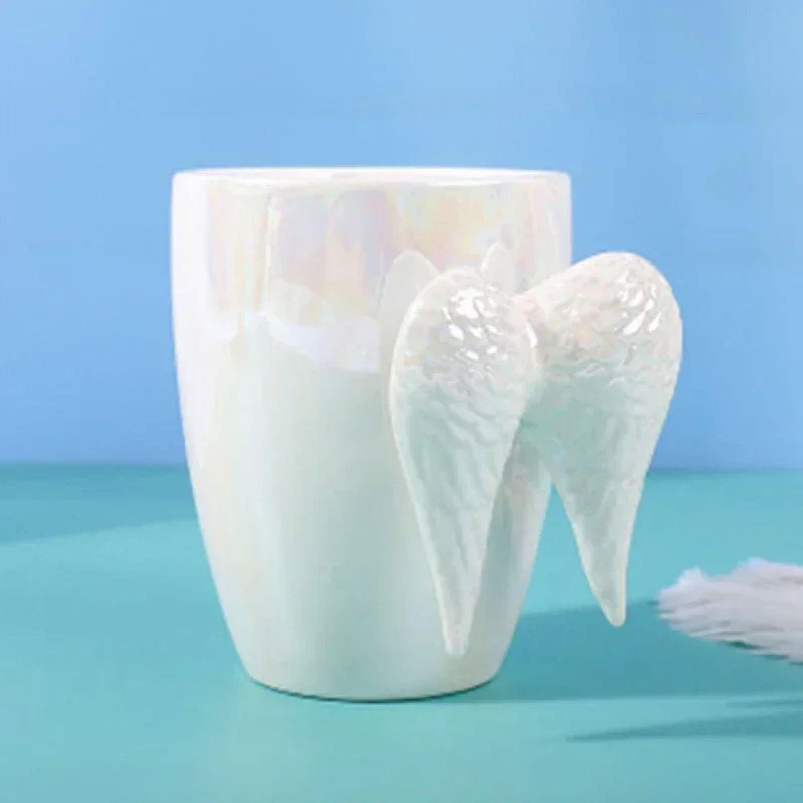 380ml Creative Ceramic Angel Mugs Gold Plated Handle Winged Cup Good ...