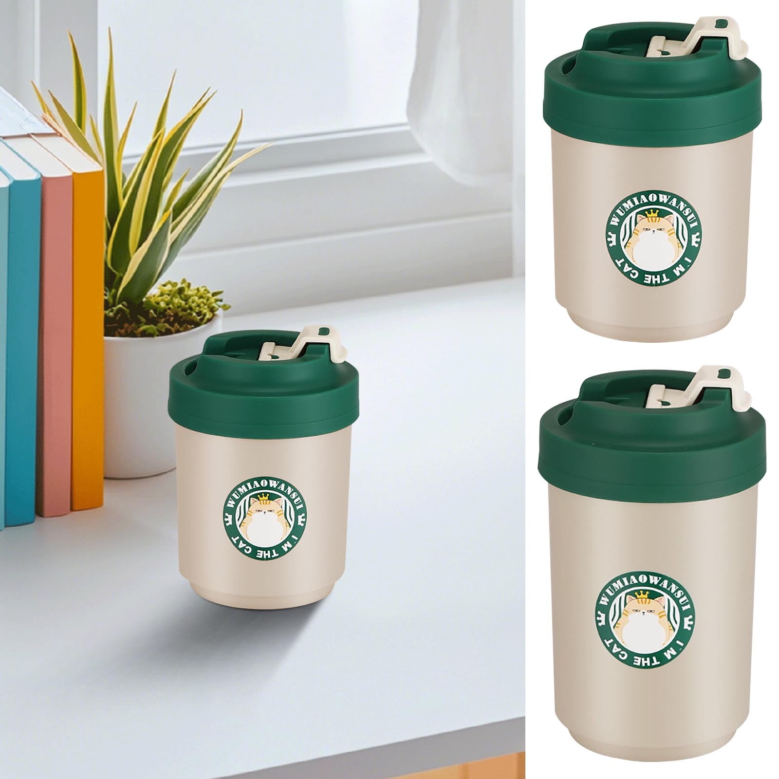 380ml Double Layer Mug, 304 Stainless Steel Water Cup with Handle, Home ...