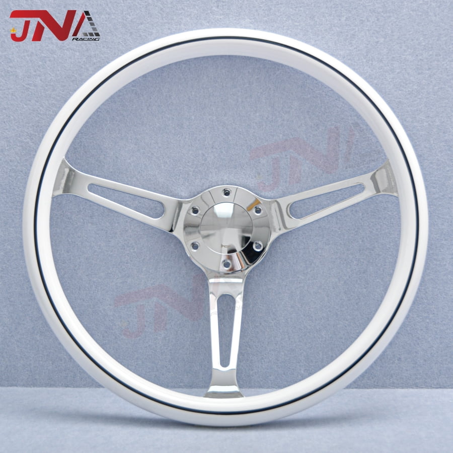 380mm Vintage White Steering Wheel 15inch Universal Classic Steering ...