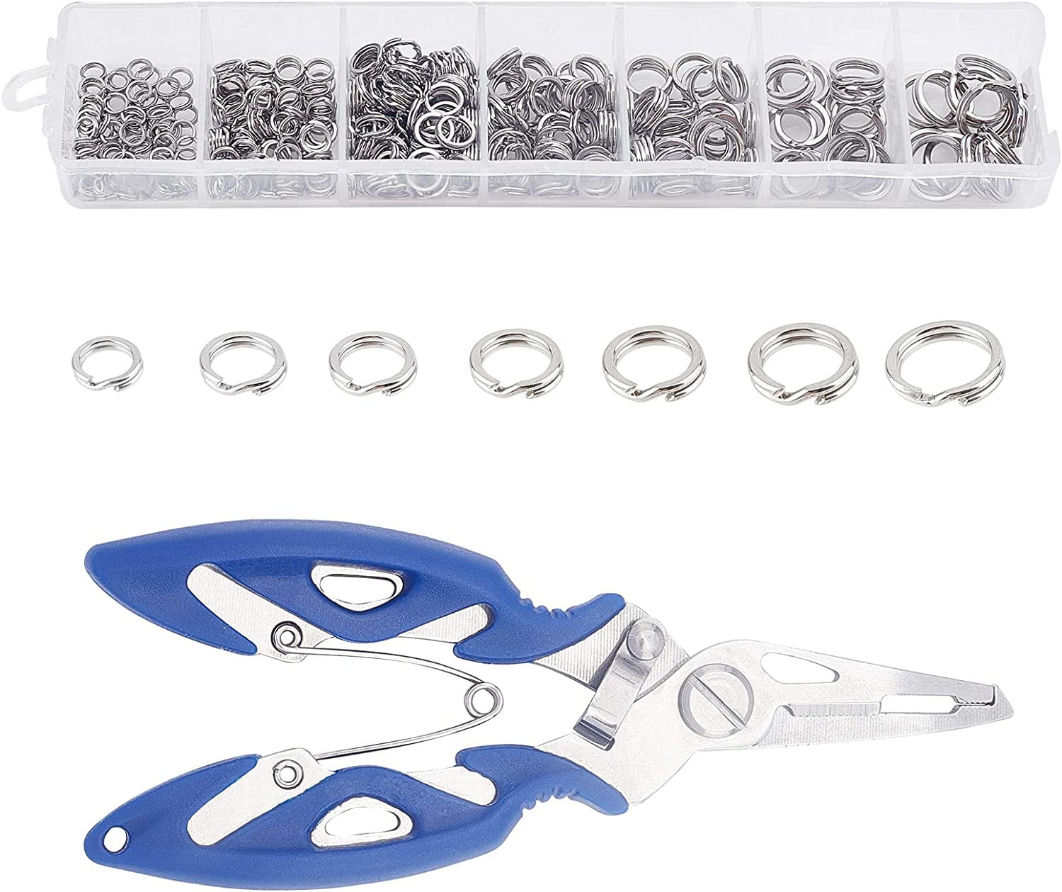 382PCS 7 Sizes Fishing Split Rings Stainless Steel Double Snap Rings ...