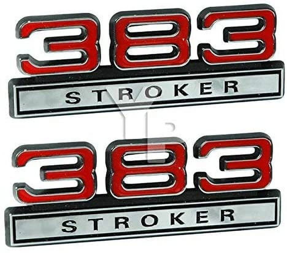 383 6.2 Liter Stroker Engine Emblems in Chrome & Red - 4" Long Pair ...