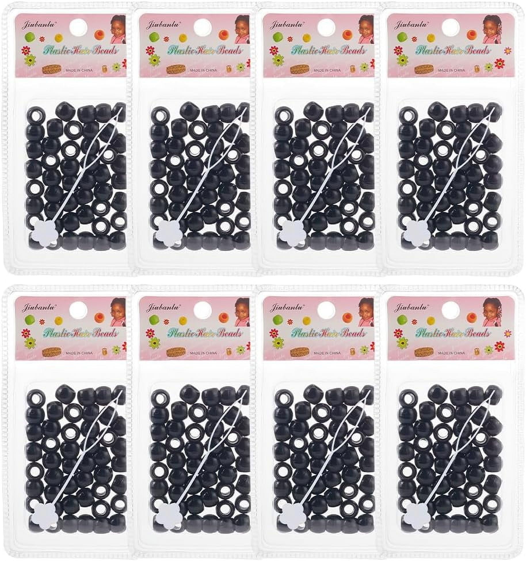 384 Pcs Plastic Hair Beads 11.5x9mm Large Hole Pony Beads Black Hair ...