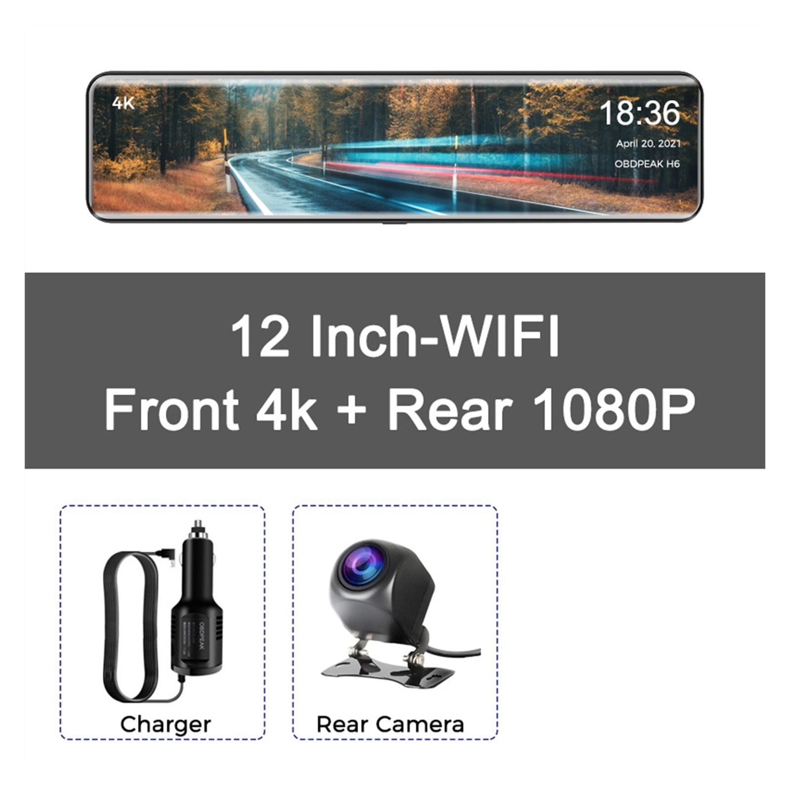 3840*2160P 4K DashCam 415 Car DVR Video Recorder Rearview Mirror GPS Track Dual Lens Auto ...