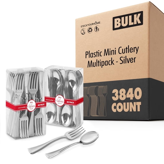 3840 Pack Silver Plastic Mini Spoons and Forks (4 Inch) – 1920 ...