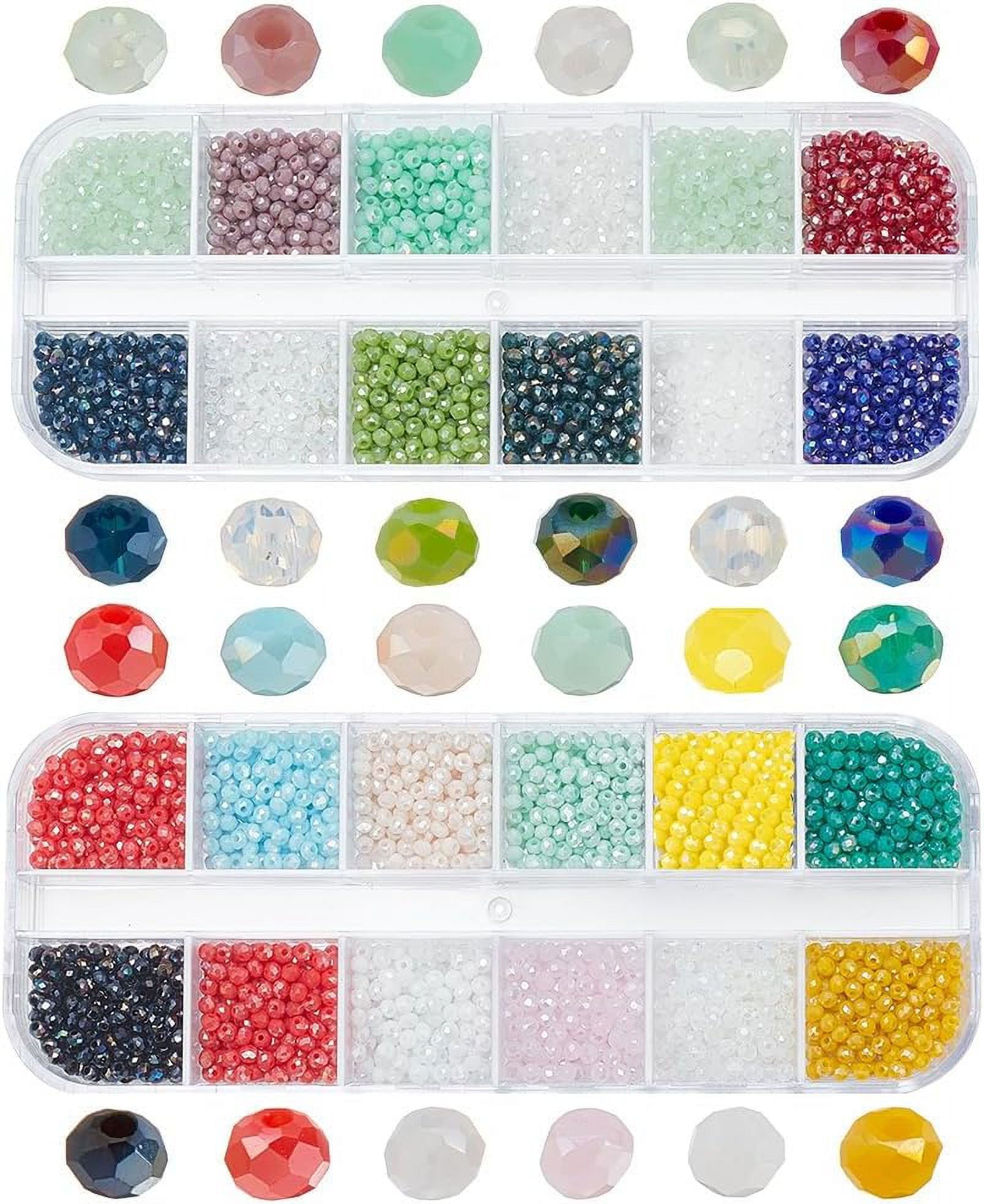 3840 Pcs 2mm Faceted Glass Beads Strands 24 Colors AB Color ...