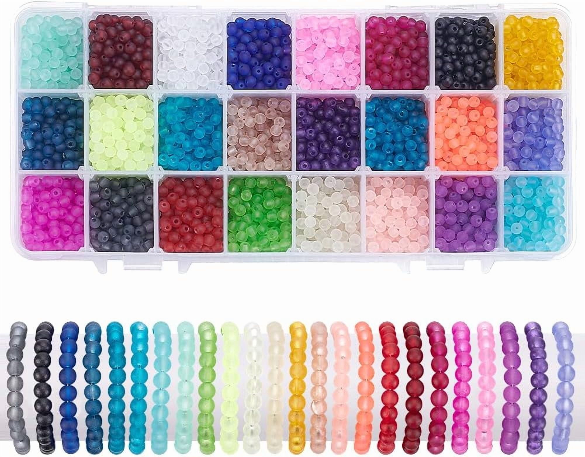 3840pcs 4mm Frosted Glass Beads Glass Seed Beads 24 Colors Frosted ...