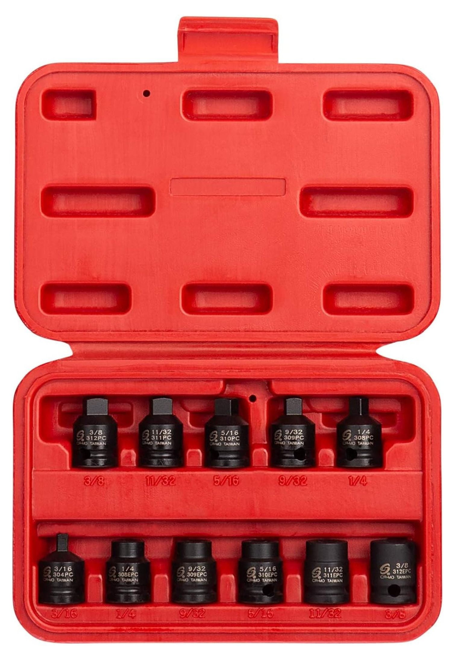 3841, 3/8 Inch Drive Pipe Plug Socket Set, 11-Piece, SAE, 7/16" - 5/8 ...