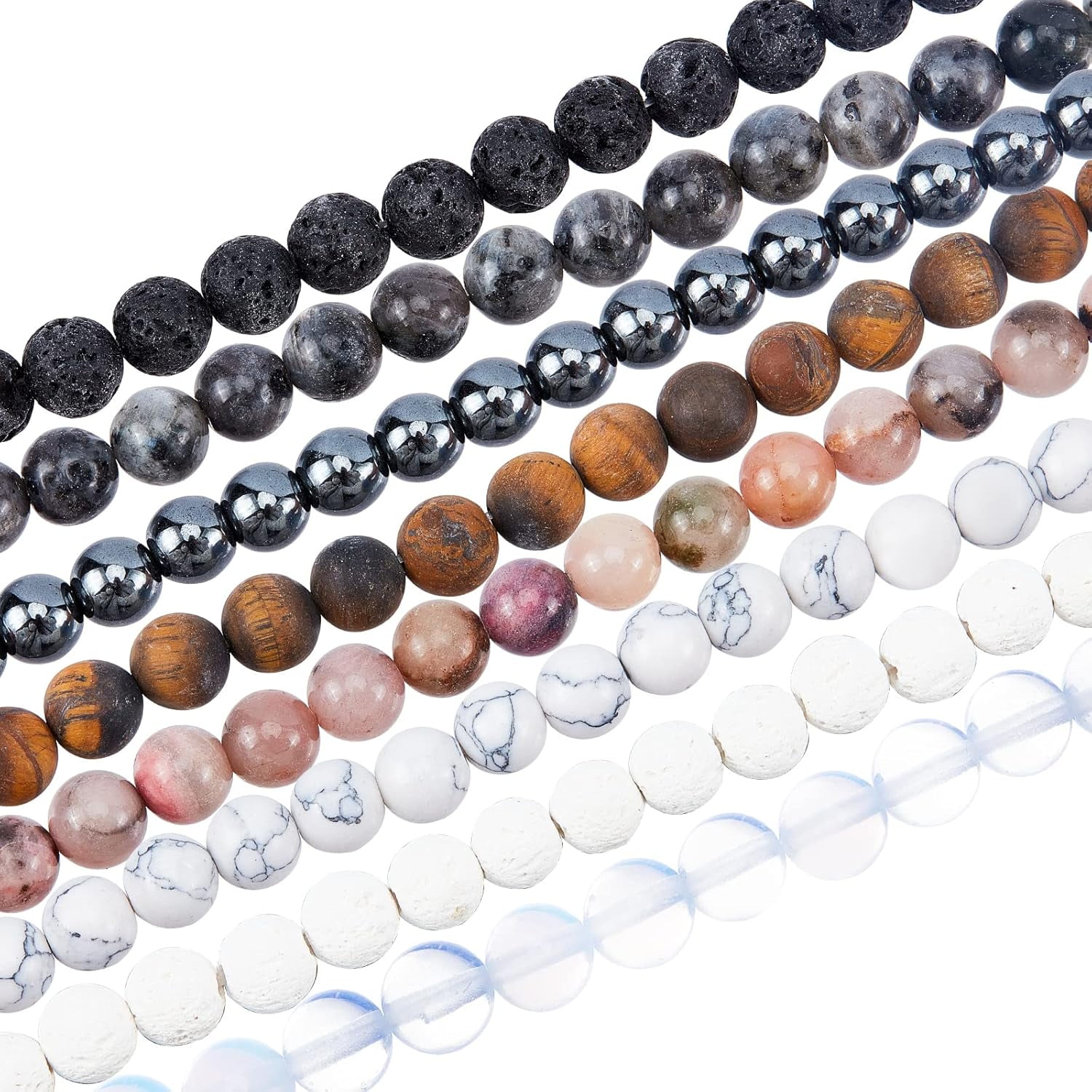 384Pcs 8mm Stone Beads 8 Styles Round Beads Strands Round Gemstone ...
