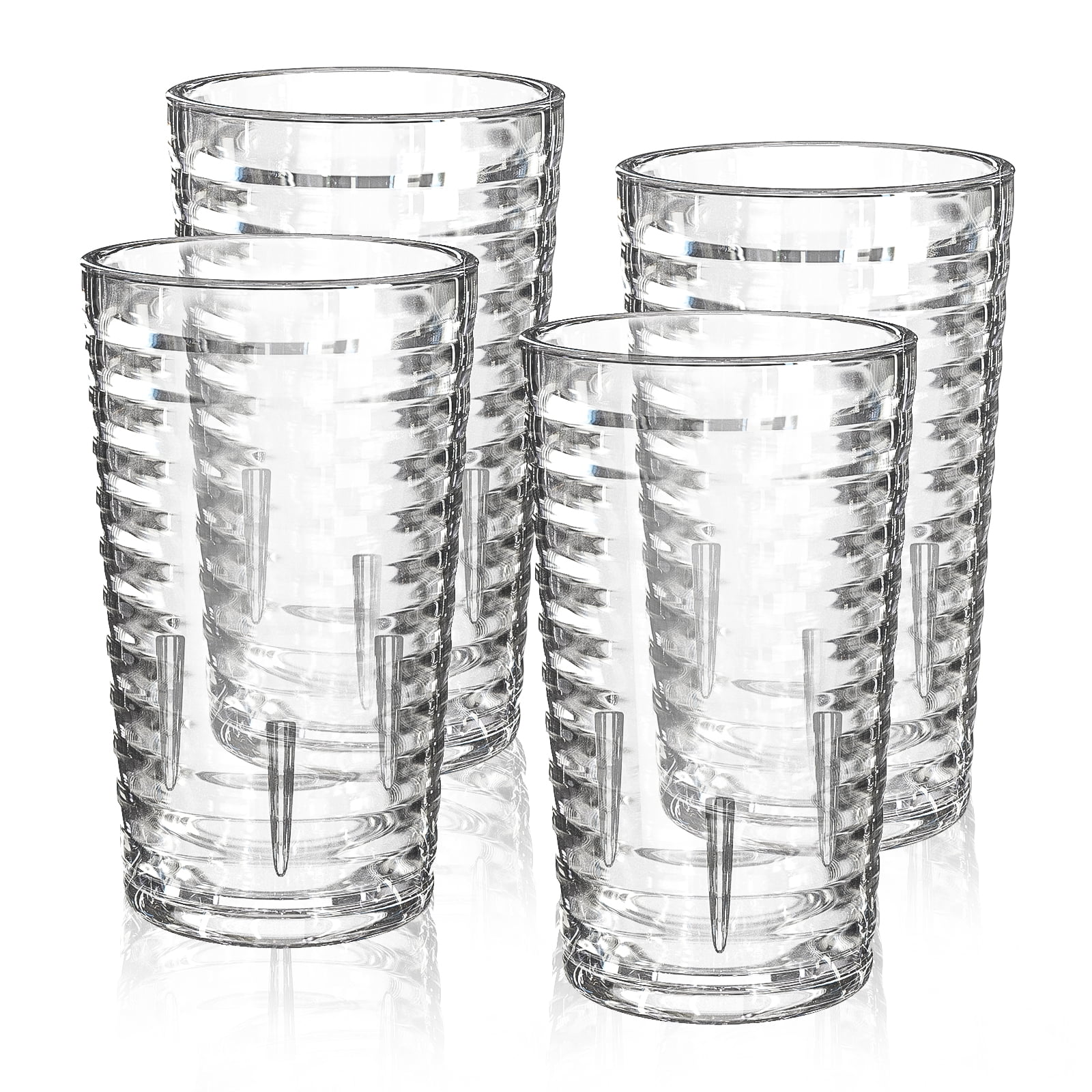 385ml/13oz Transparent PC Drinking Cups Set of 4, Unbreakable Reusable Tumblers for Hot & Cold ...