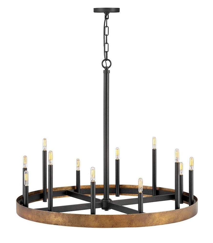 3869WA-Hinkley Lighting-Wells - Twelve Light Round Linear Chandelier ...