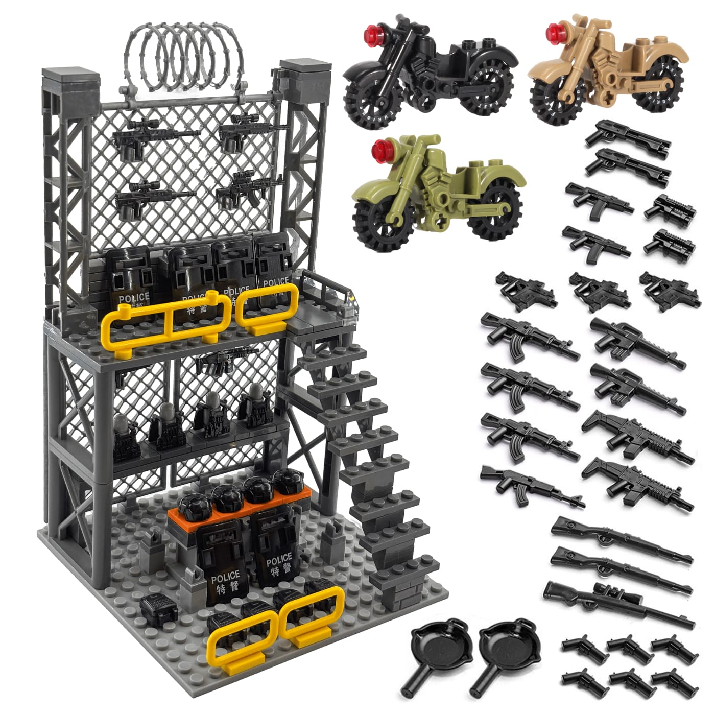 388 Pcs Military Base Building Brick Set – Mini Figures Gear and Army ...