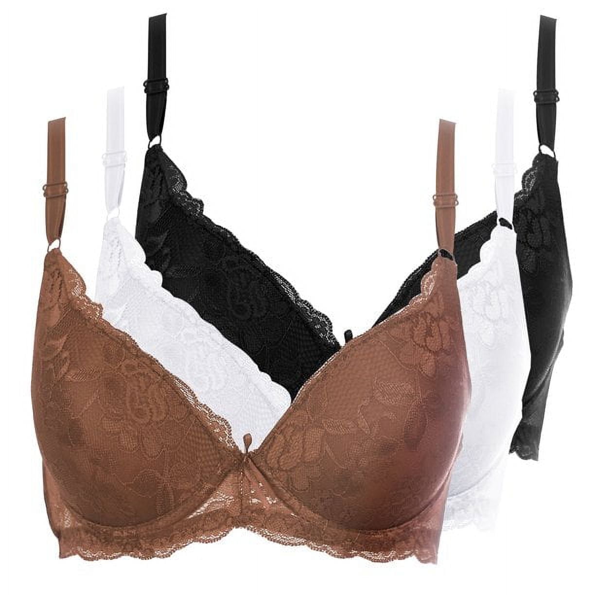 38B Bras for Women Underwire Push Up Lace Bra Pack Padded Contour ...
