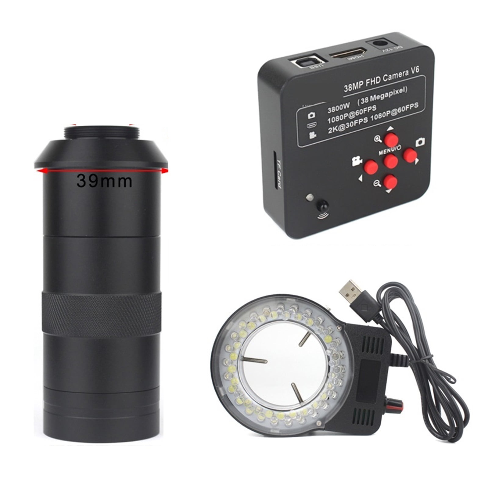 38MP 2K 60FPS USB Industrial Digital Video Microscope Camera + Zoom ...