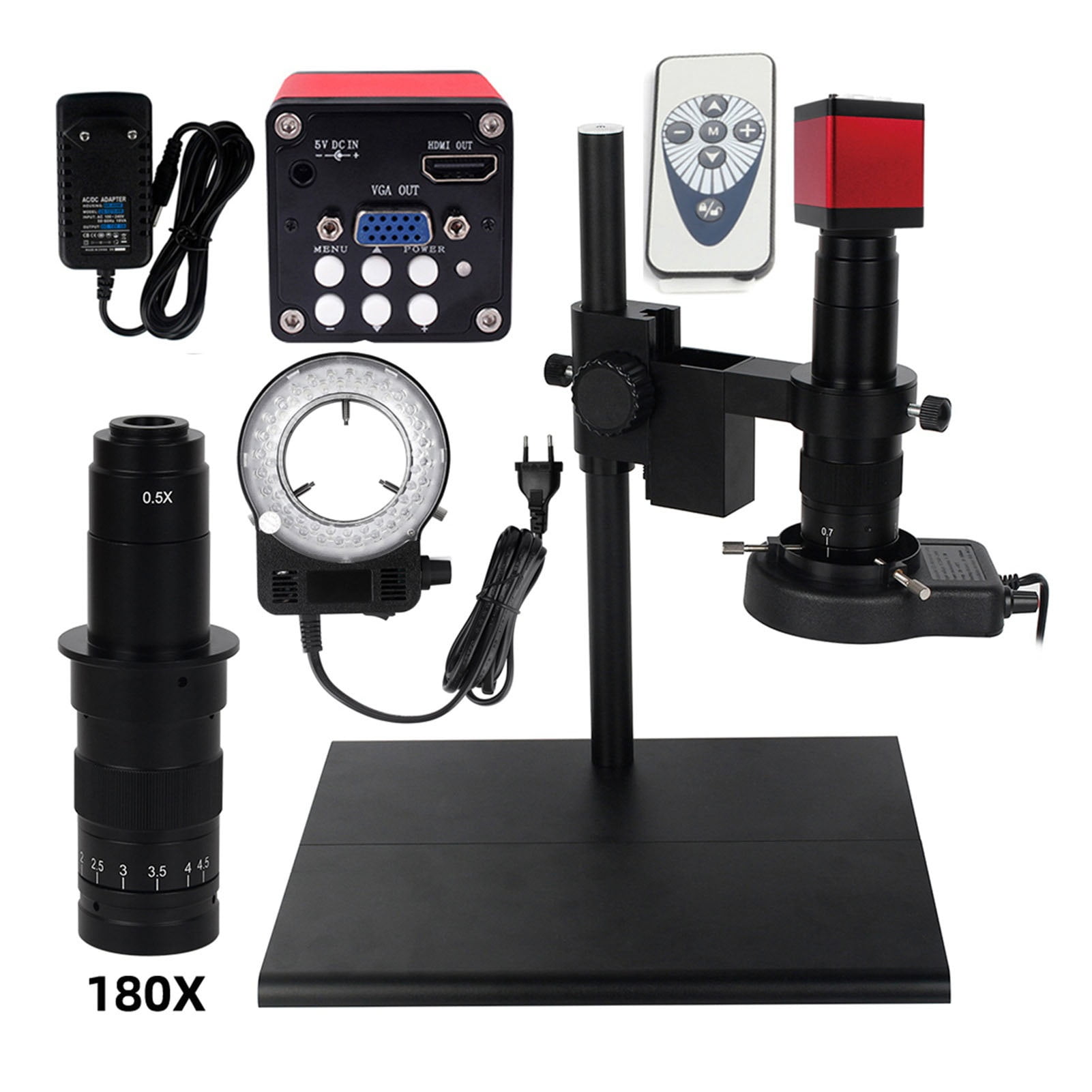 38MP USB HDMI Industrial Video Microscope Camera Set 2K 180X C-Mount ...