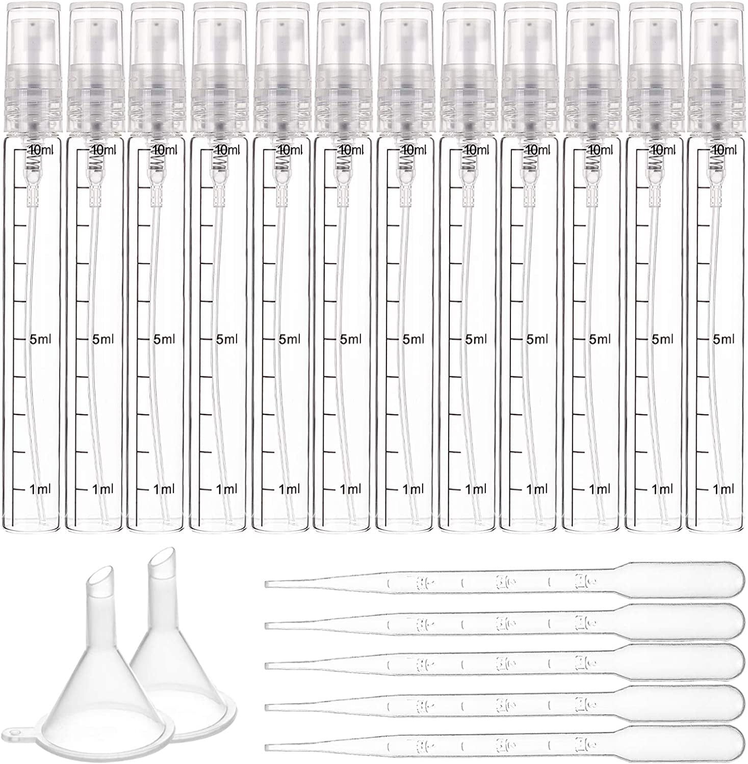 38PCS 10ml Clear Glass Graduated Spray Bottles Refillable Bottles for ...