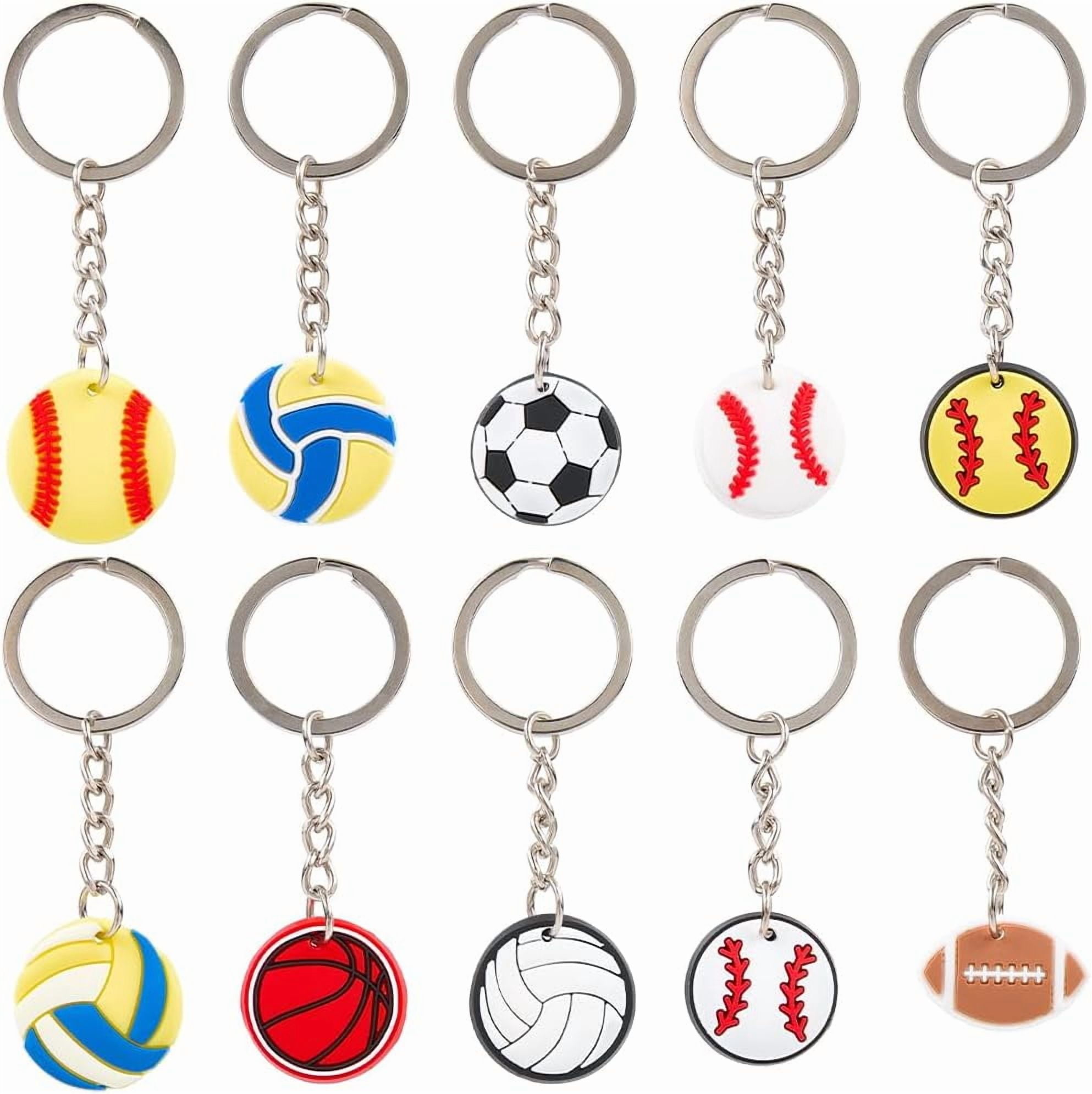 38Pcs Basketball Keychain Bulk Sports Balls Key Chains PVC Football ...
