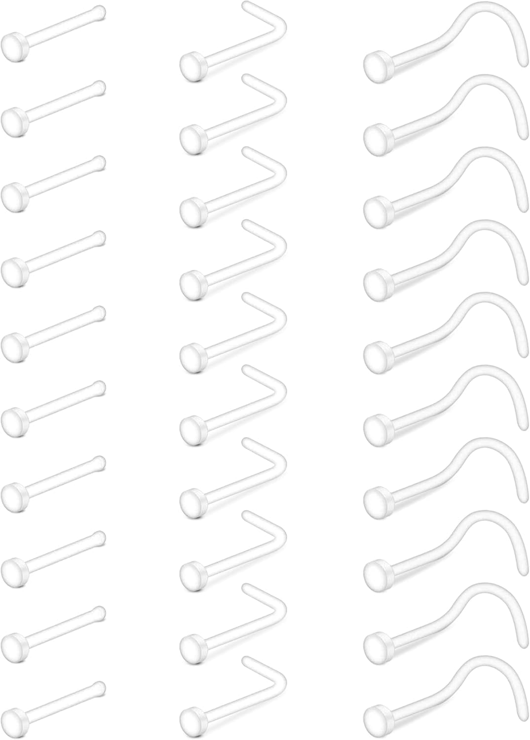 38Pcs Clear Piercing Retainers For Surgery Bioflex Nose Rings Belly ...