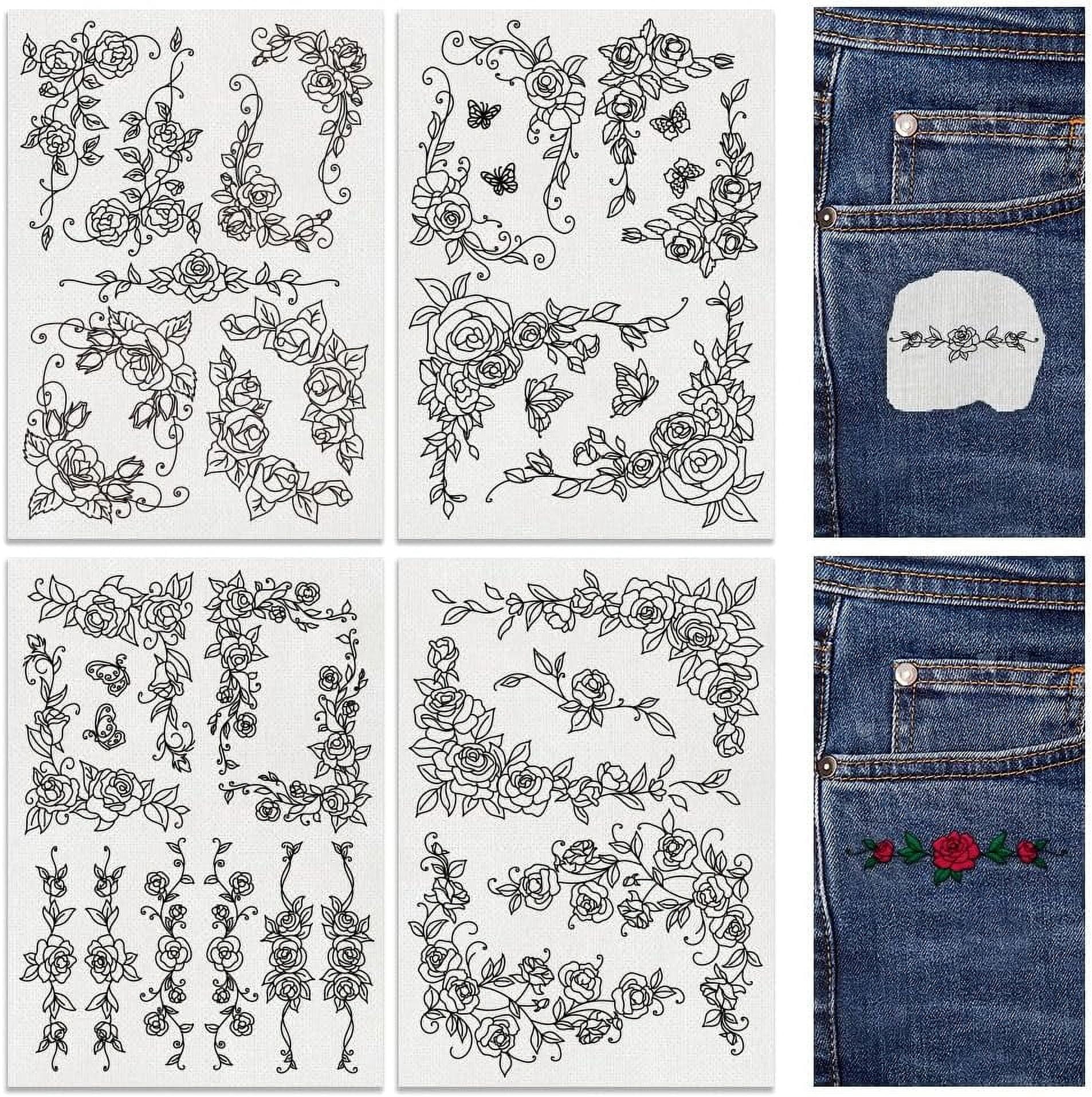 38Pcs Rose lace 4 Sheets Water Soluble Embroidery Pattern Stabilizers ...