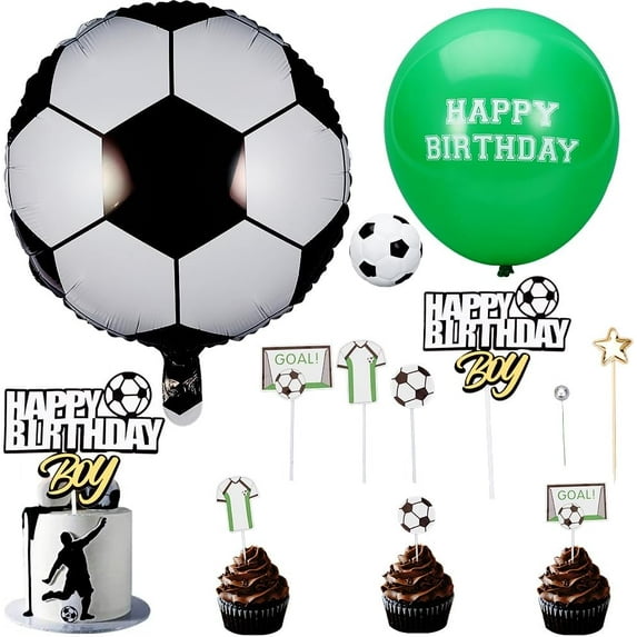 38Pcs Soccer Paper Cake Toppers Plastic Football Cake Toppers Soccer ...
