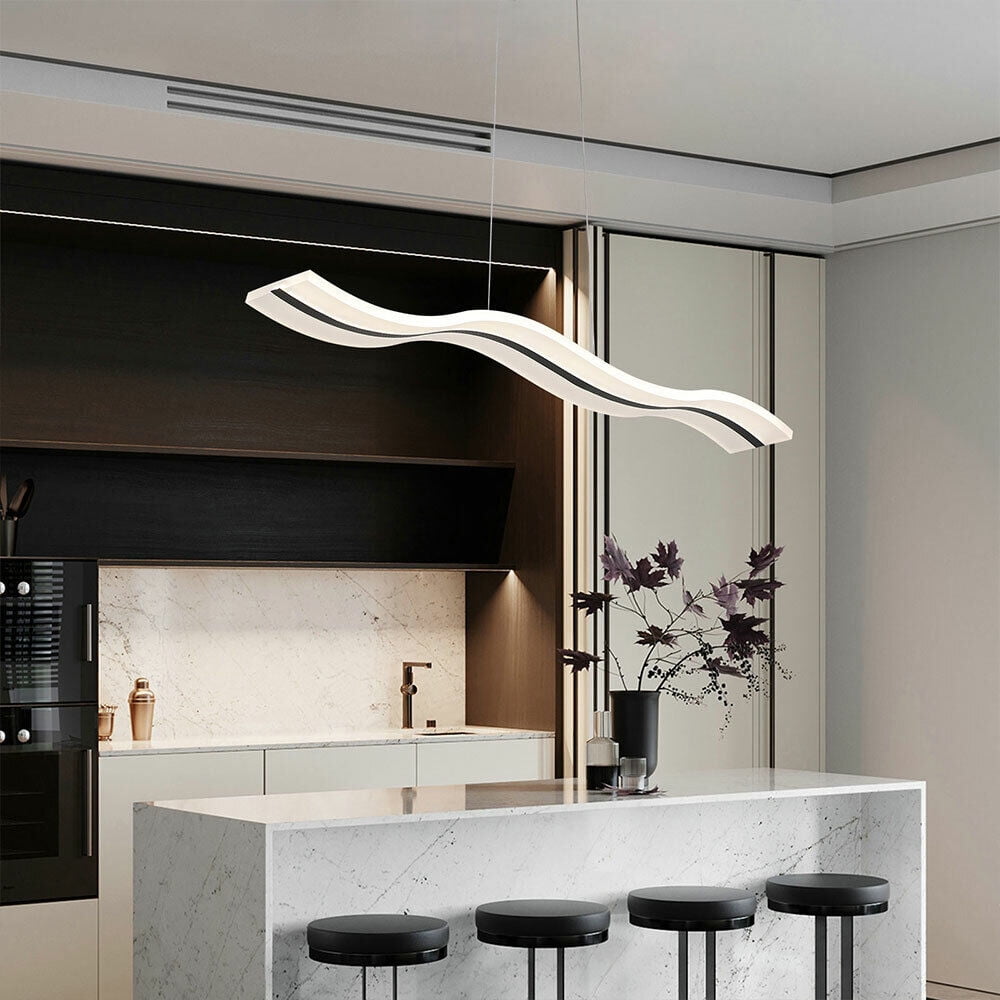 38W Modern Wave LED Pendant Light Dimmable Fixture Ceiling Light with ...