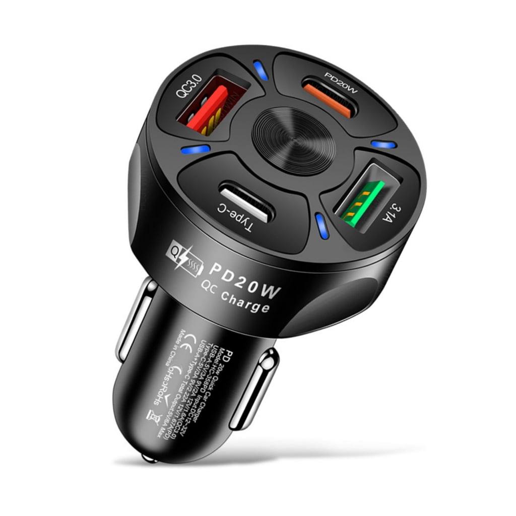 38W USB C Car Charger 4 Ports USB Car Charger Adapter PD20W QC3.0 3.1A ...