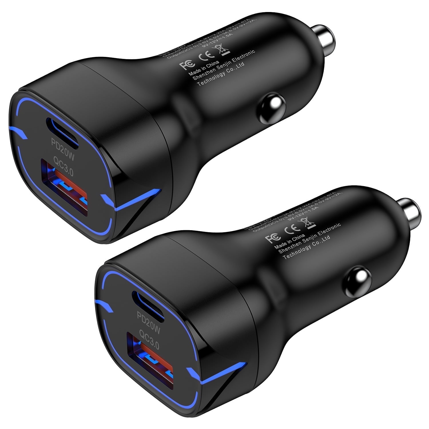 USB C Car Charger Adapter 2 Pack, 38W Dual Port Fast Car Phone Charger ...