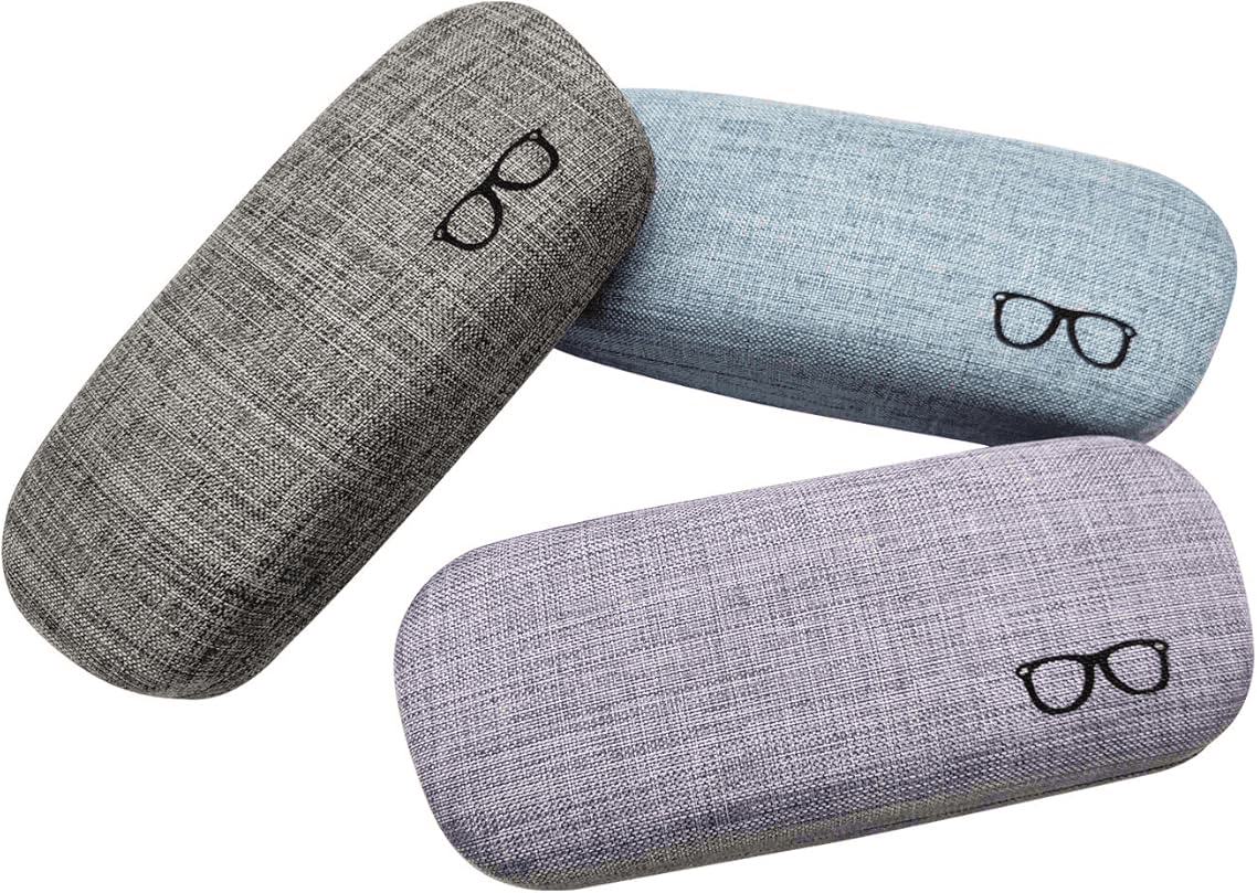 6Pack Hard Shell Eyeglasses Case Protector Linen Fabrics Large Glasses ...