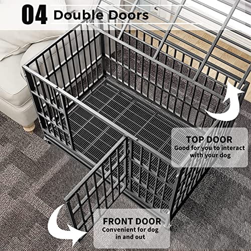 38inch Heavy Duty Dog Crate Indestructible Dog Crate Cage Metal Kennel ...