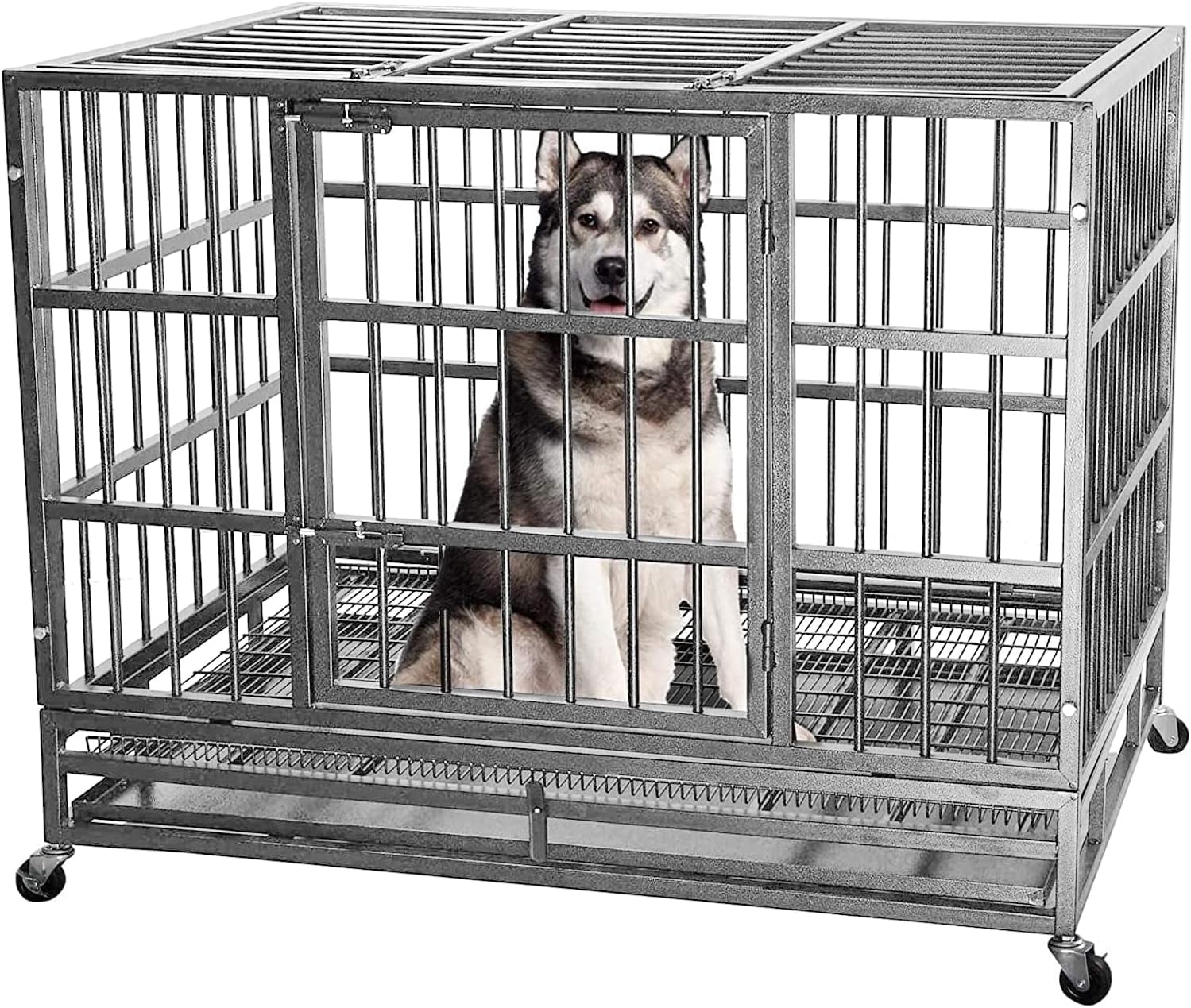 38inch Heavy Duty Dog Crate Indestructible Dog Crate Cage Metal Kennel ...