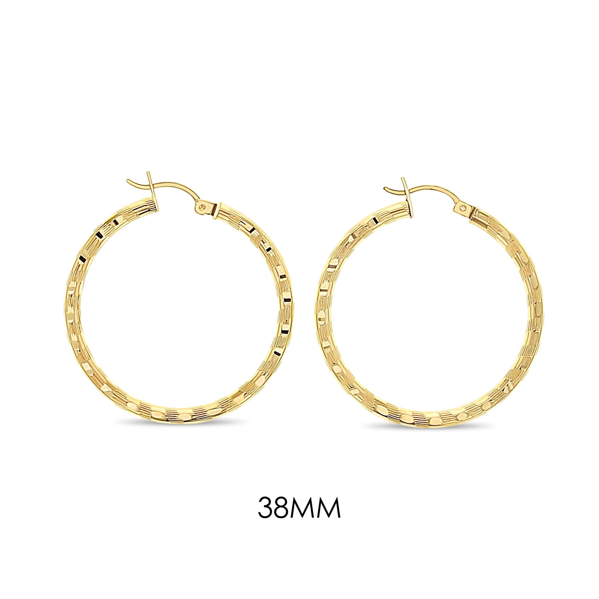 38mm Diamond Cut 14k Yellow Gold Hoops - Walmart.com