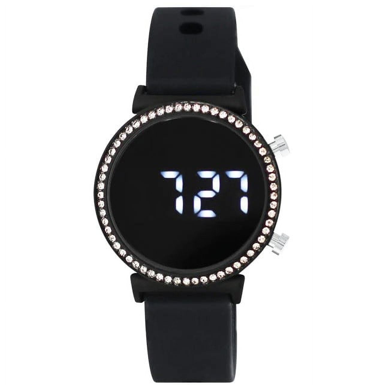 38mm Montres Carlo Women Silicone Band Stones LED Dial Sport Men's ...