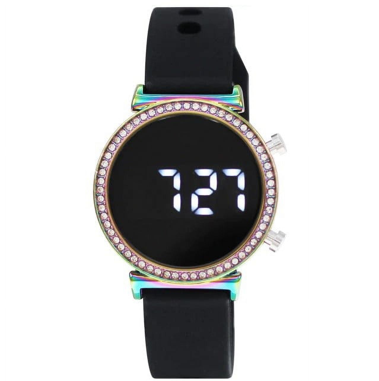 38mm Montres Carlo Women Silicone Band Stones LED Dial Sport Men's ...