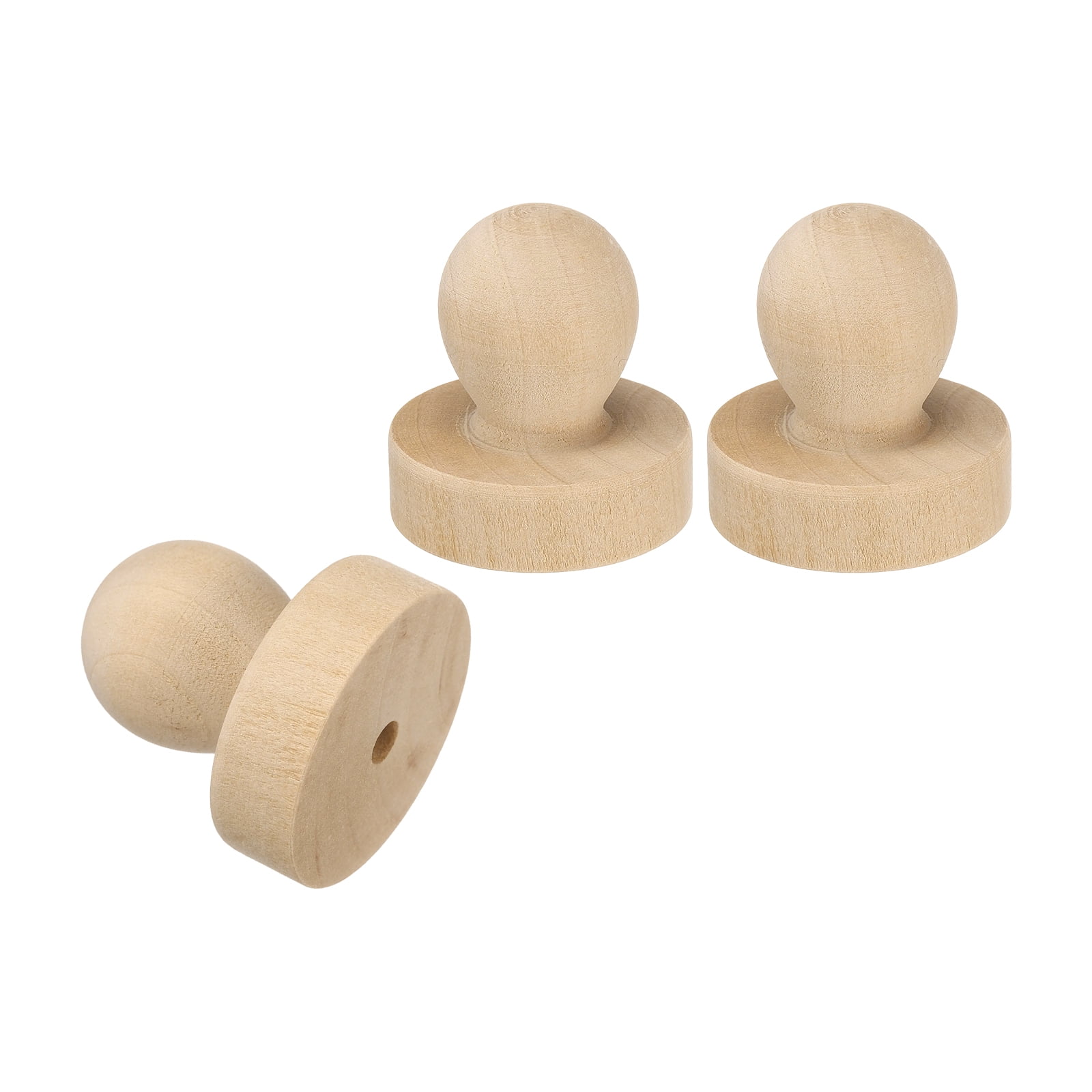 38mm Stamp Wood Round Handle, 3Pcs Wooden Knobs Stamp Mounts Drawer Pulls for Stamp Making DIY ...