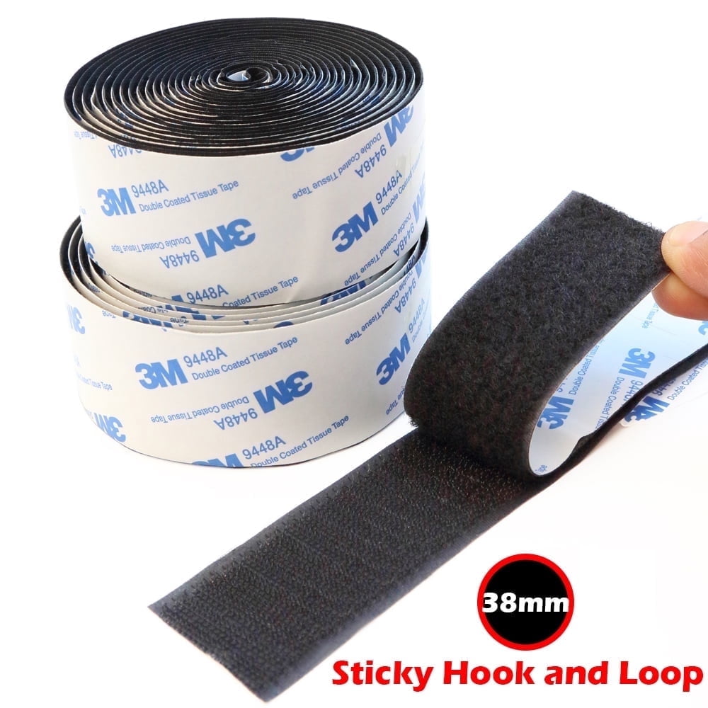 38mm x 3M All-Purpose Black Sticky Back Hook and Loop - The Go-To Tape ...