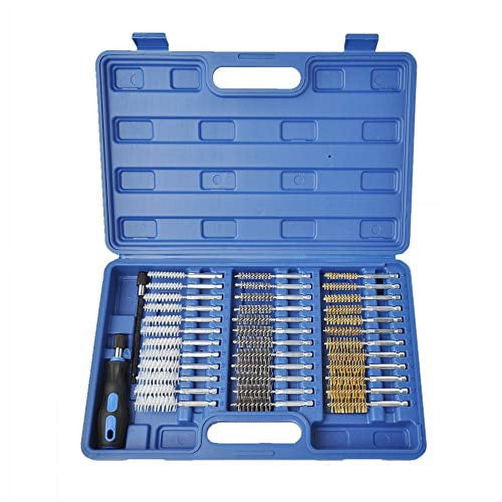 38pc Industrial Wire Brush Set 1/4" Hex Shank Long Ext. Stainless Steel ...