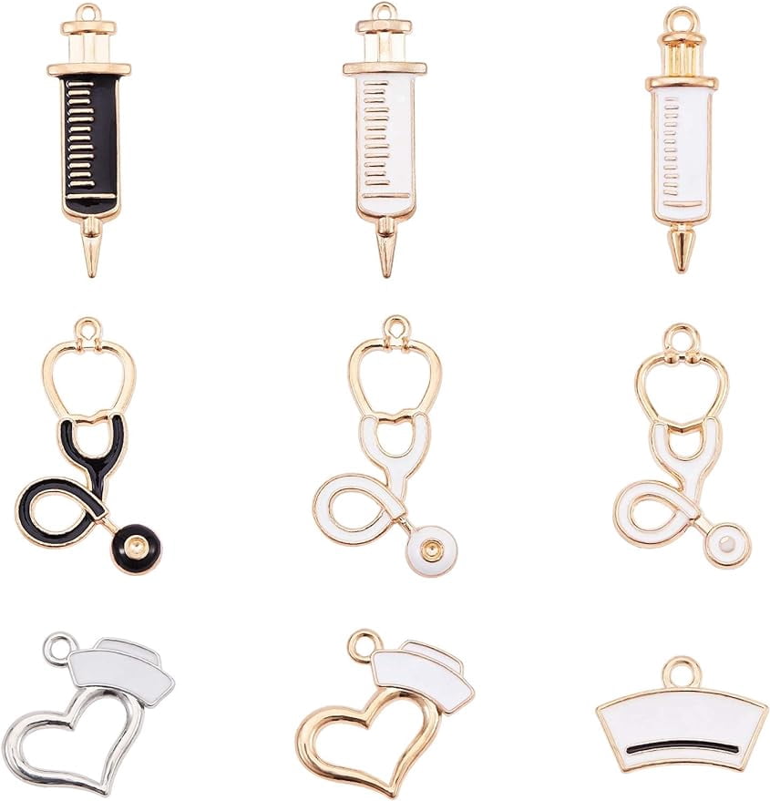38pcs 7 Shapes Medical Nurse Day Theme Charms Stethoscope Injection ...