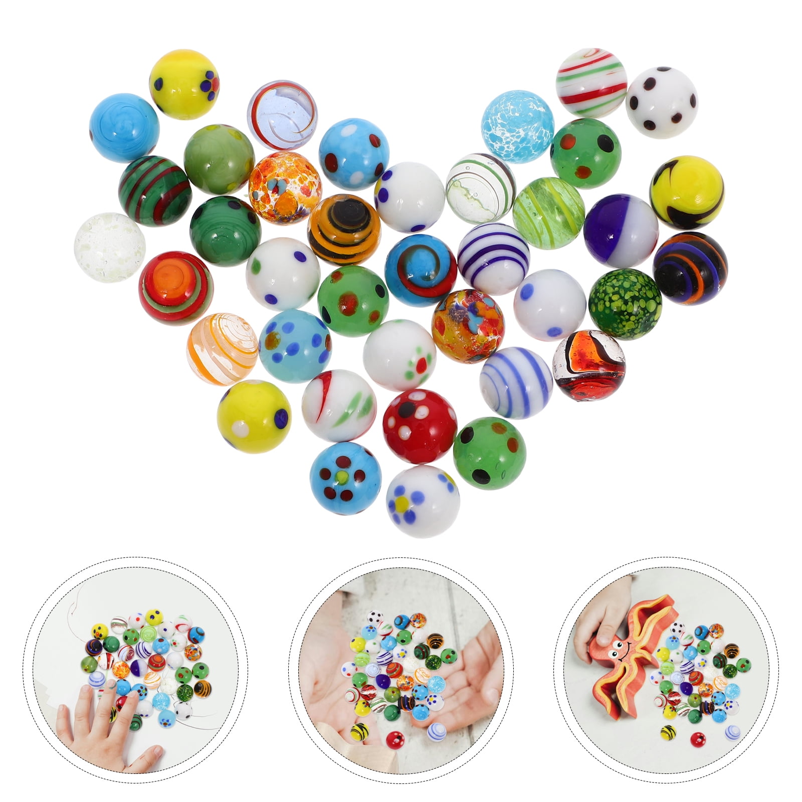 38pcs Glass Marbles Small Marbles Multicolor Marbles for Vases Game ...
