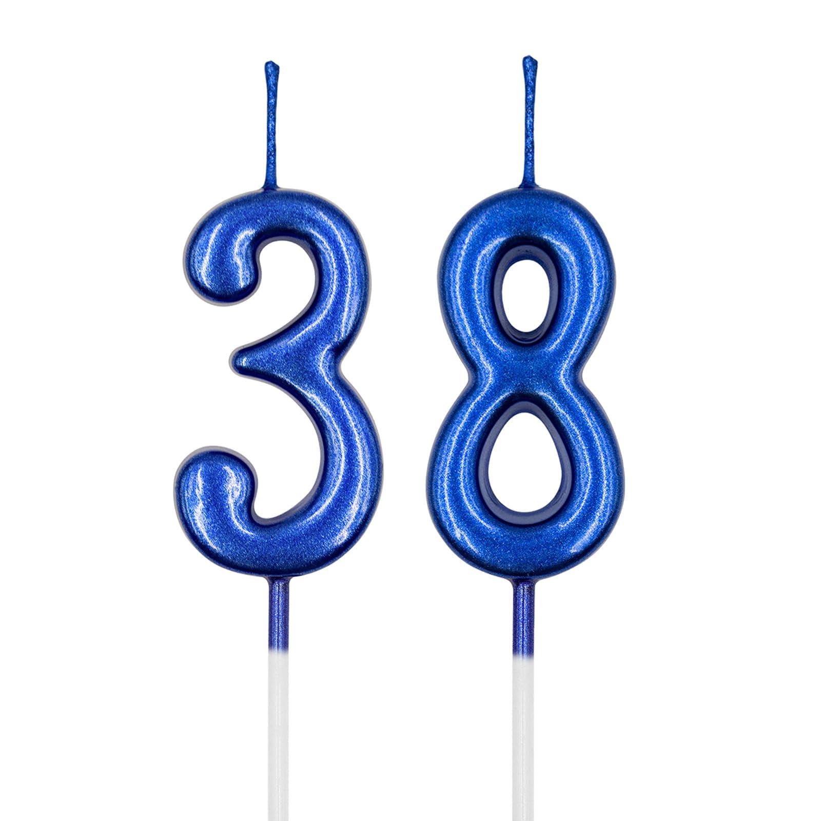 38th & 83rd Birthday Candles, Blue Number 38 83 Candle for Cake, Happy ...