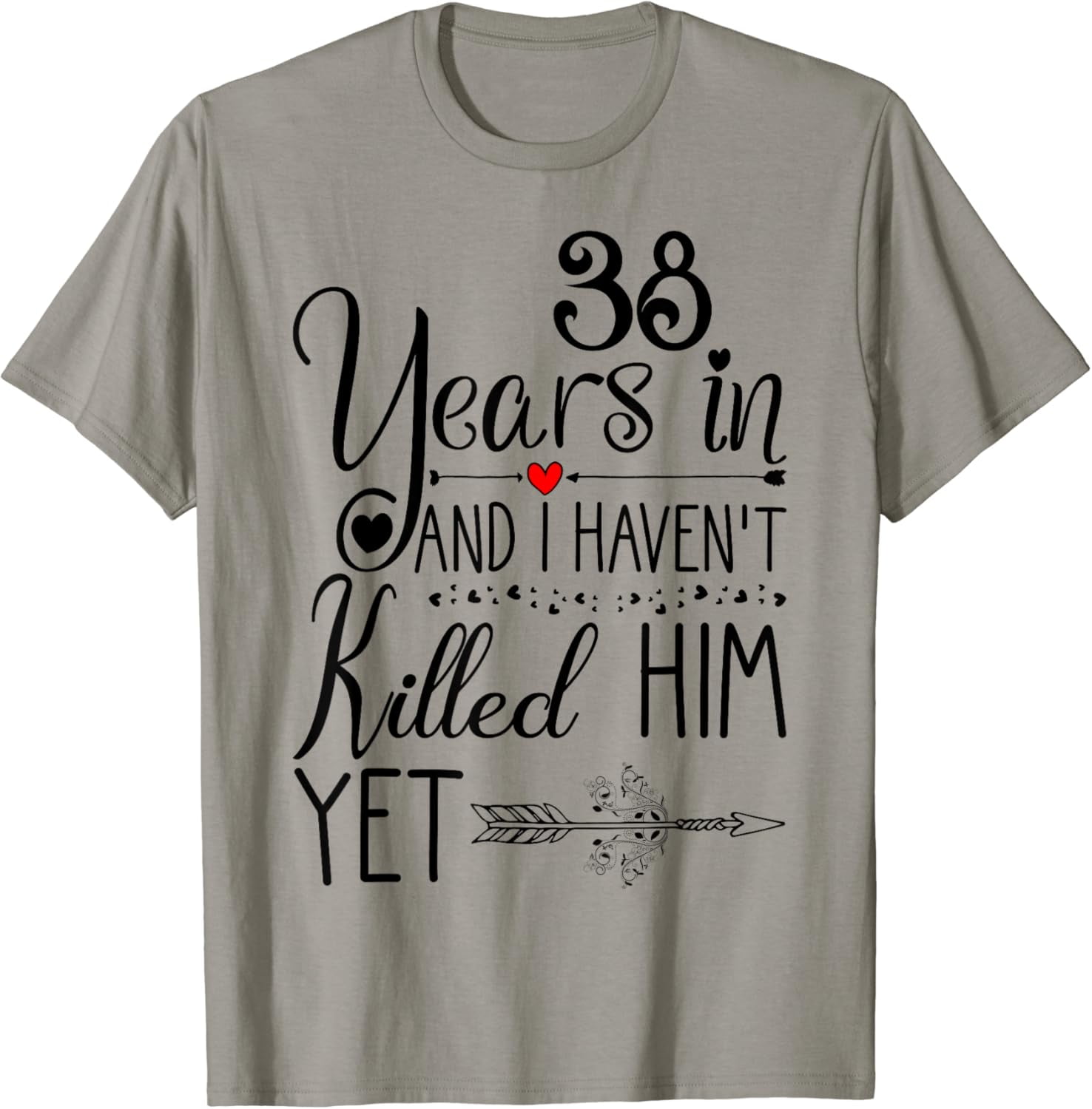 38th Wedding Anniversary Gift for Her 38 Years of Marriage T-Shirt100% cotton - Walmart.com