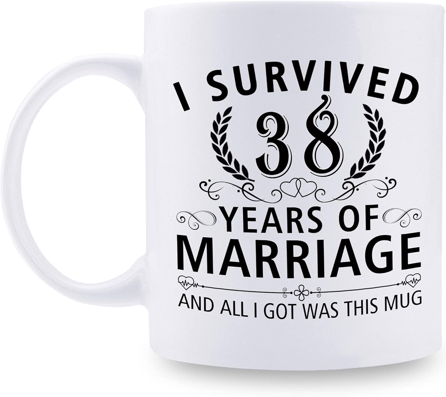 38th Wedding Anniversary Mugs for Couple Husband Wife - I Survived 38 ...