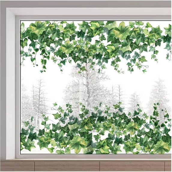 38x116cm Vine Flower Window Decals Green Leaves Plants Window Clings ...
