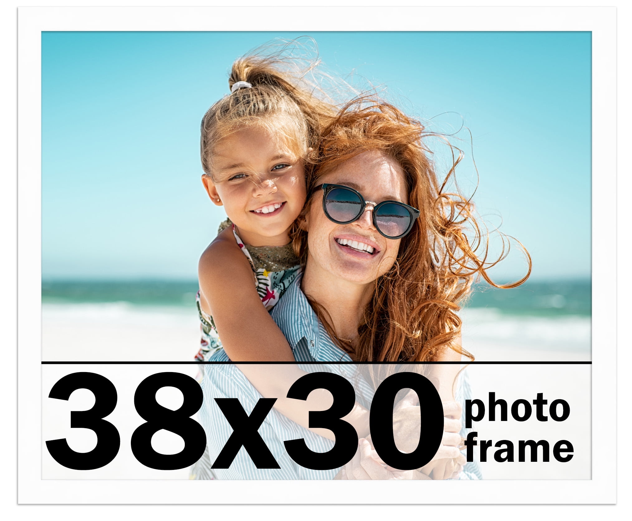 38x30 Frame White Solid Wood Picture Frame Includes UV Acrylic Shatter ...