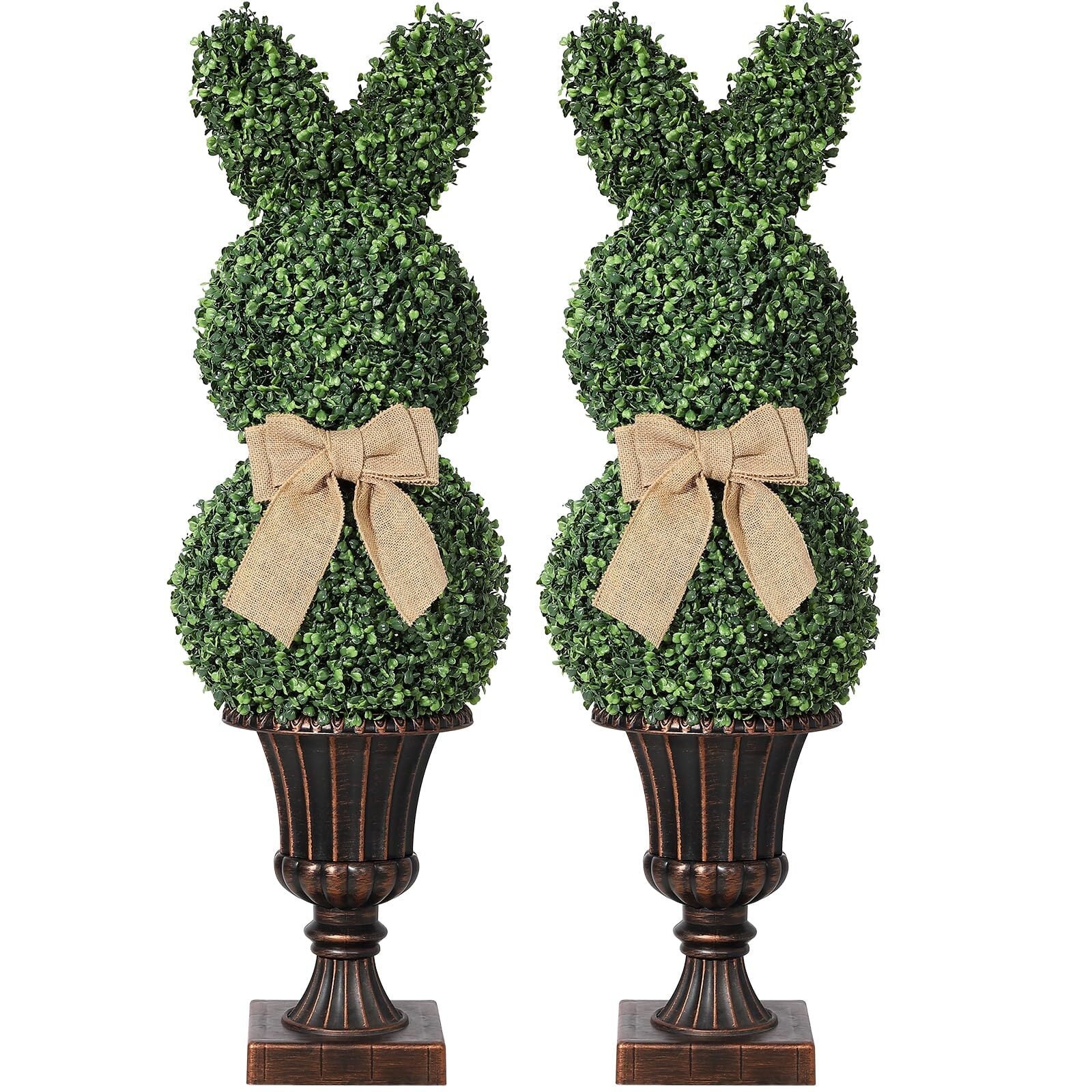 39"/3.25' Artificial Bunny Shaped Topiary Tree With Classic Planter Pot ...