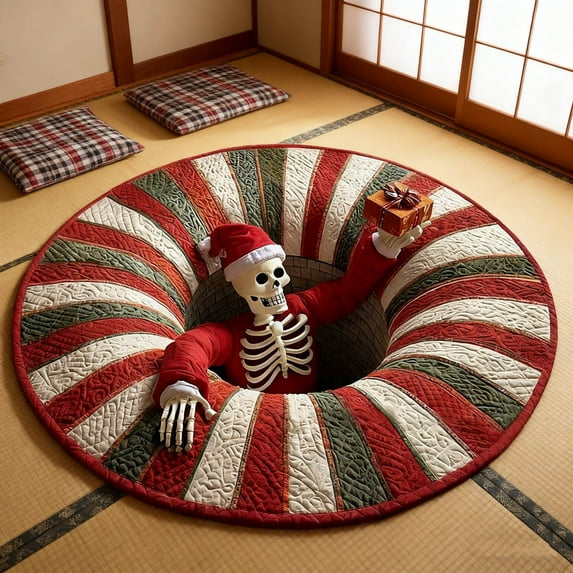 39.3" Christmas 3D Rug Round Christmas Theme Illusion Rug Decorative ...