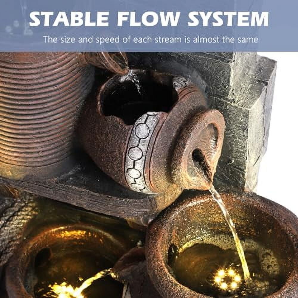 39.3" H Garden Water Fountain 6 Tier Outdoor Waterfalls Fountain with ...